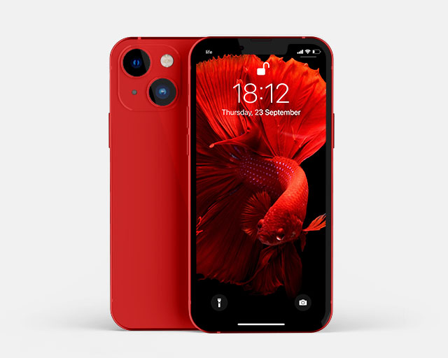 iPhone 13 red 01 mockup | MockupsJar