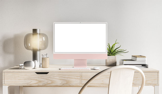 iMac pink 2021 mockup | MockupsJar - Online Mockup Generator