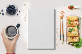 Book cover with recipes mockup | MockupsJar