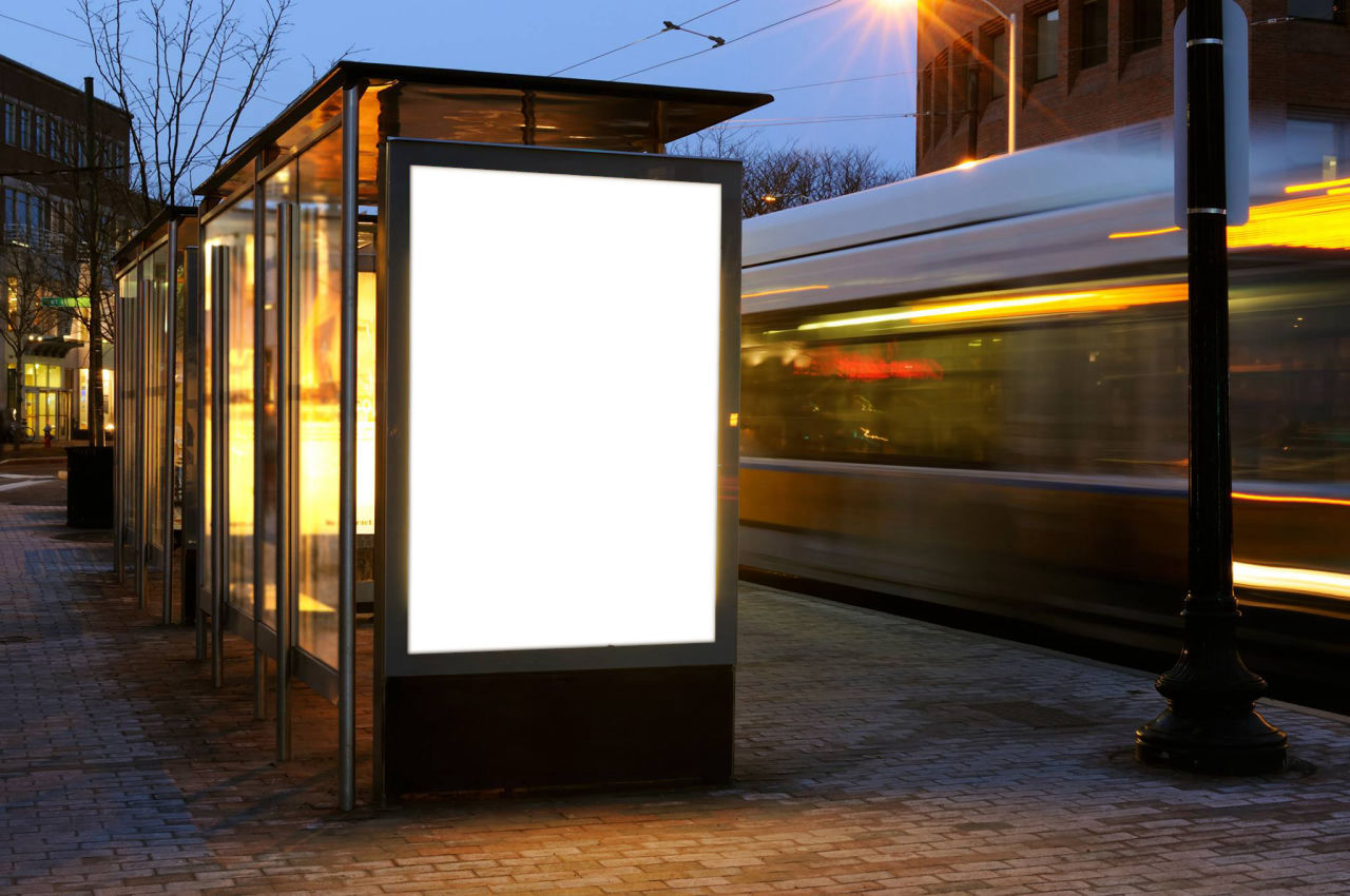 Bus Stop Advertising Billboard mockup | MockupsJar